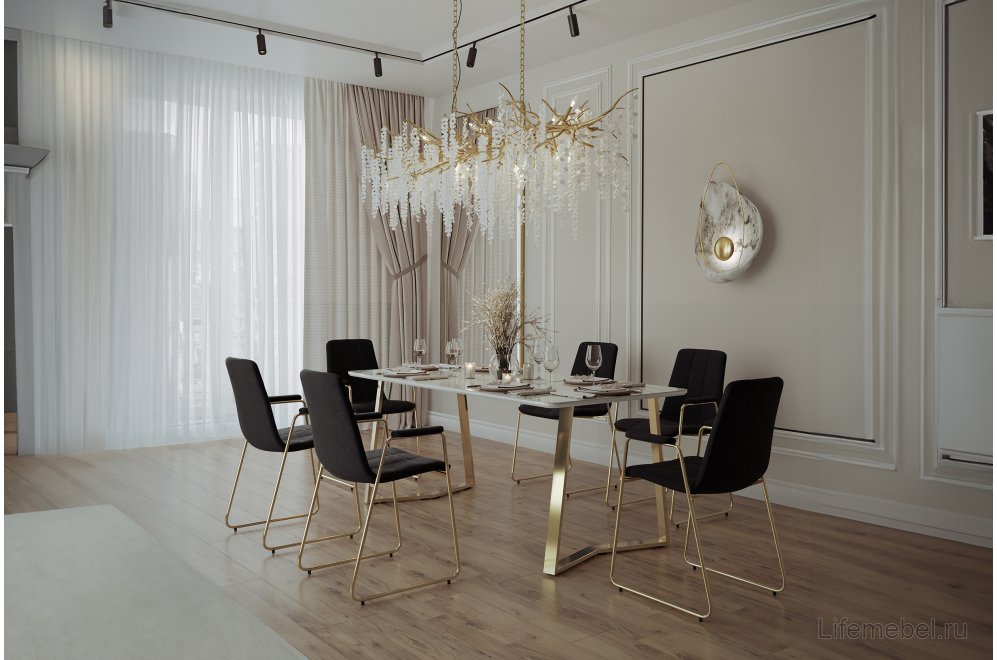 Керамический стол Селена 1 140х80х77 белый мрамор / золото — купить в Москве по цене 47 660 руб.