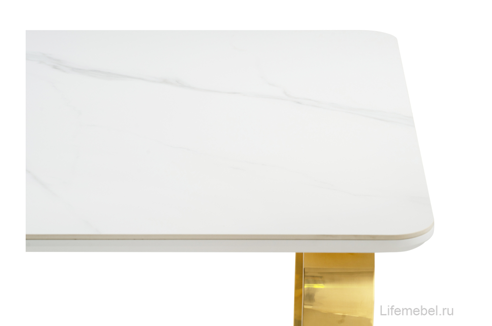 Керамический стол Селена 4 140х80х77 белый мрамор / золото — купить в Москве по цене 51 670 руб.